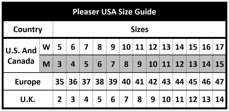 Size Charts - Delightful Shape